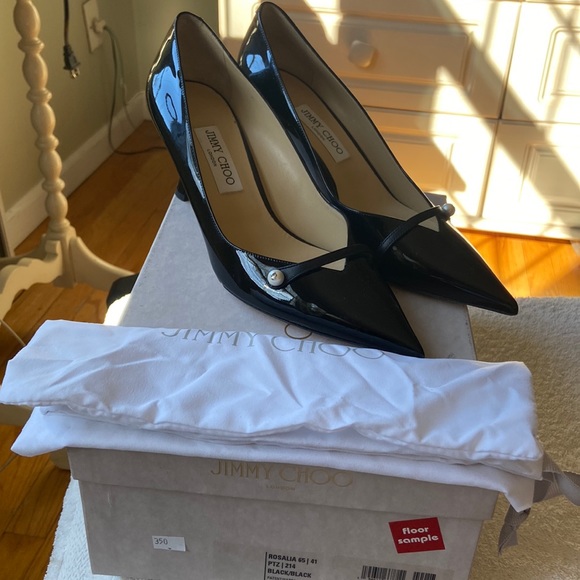 Jimmy Choo | Shoes | Jimmy Choo Black Heels With Pearl On Each Shoe | Poshmark
